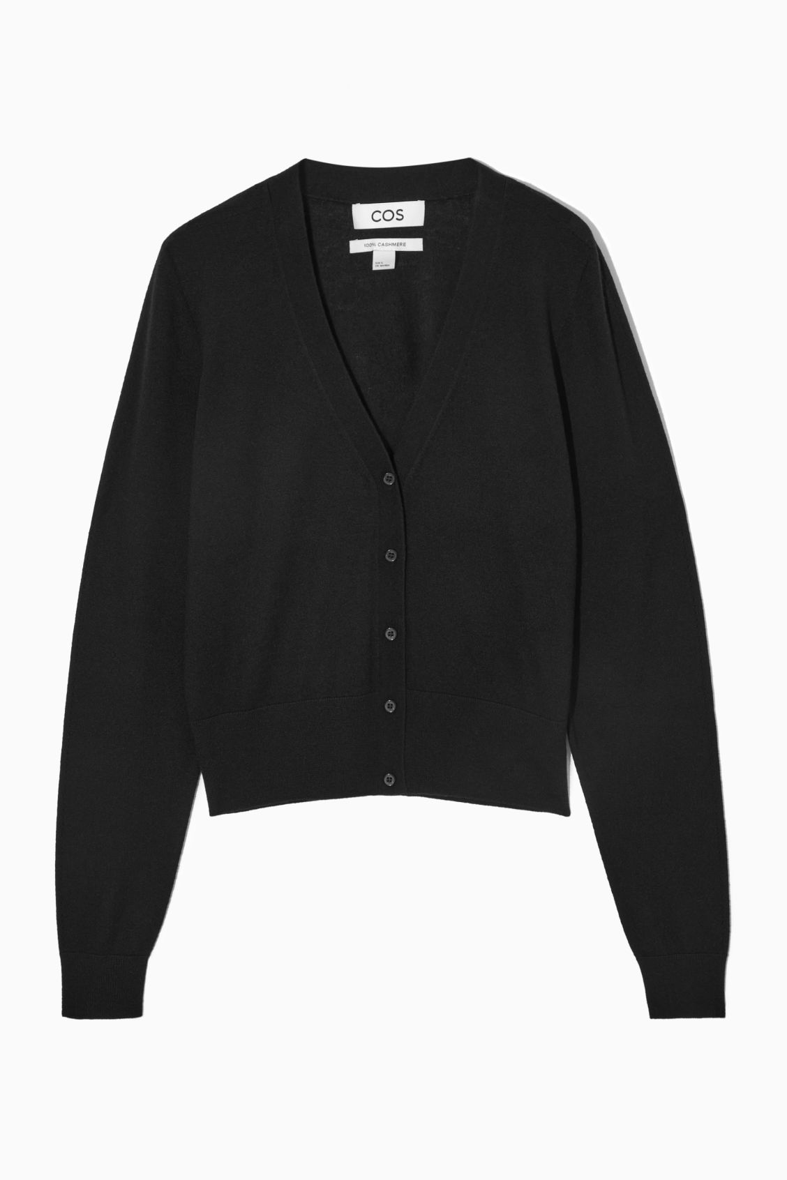 COS Cropped Pure Cashmere Cardigan in BLACK | endource