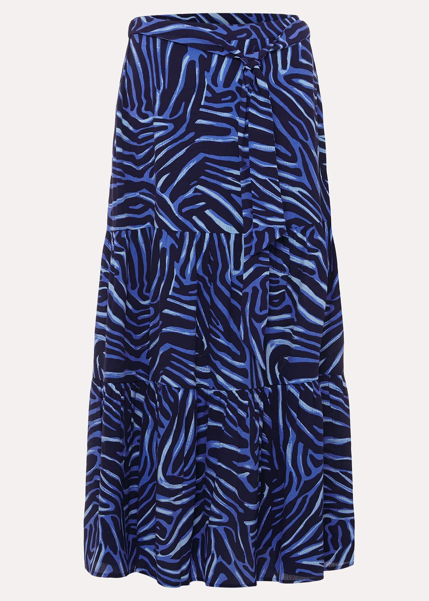 PHASE EIGHT Tana Zebra Skirt in Blue Multi | endource
