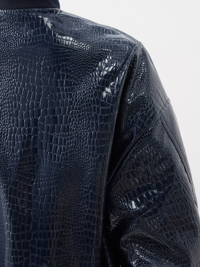 THE FRANKIE SHOP Hane Croc-Effect Faux-Leather Bomber Jacket | endource