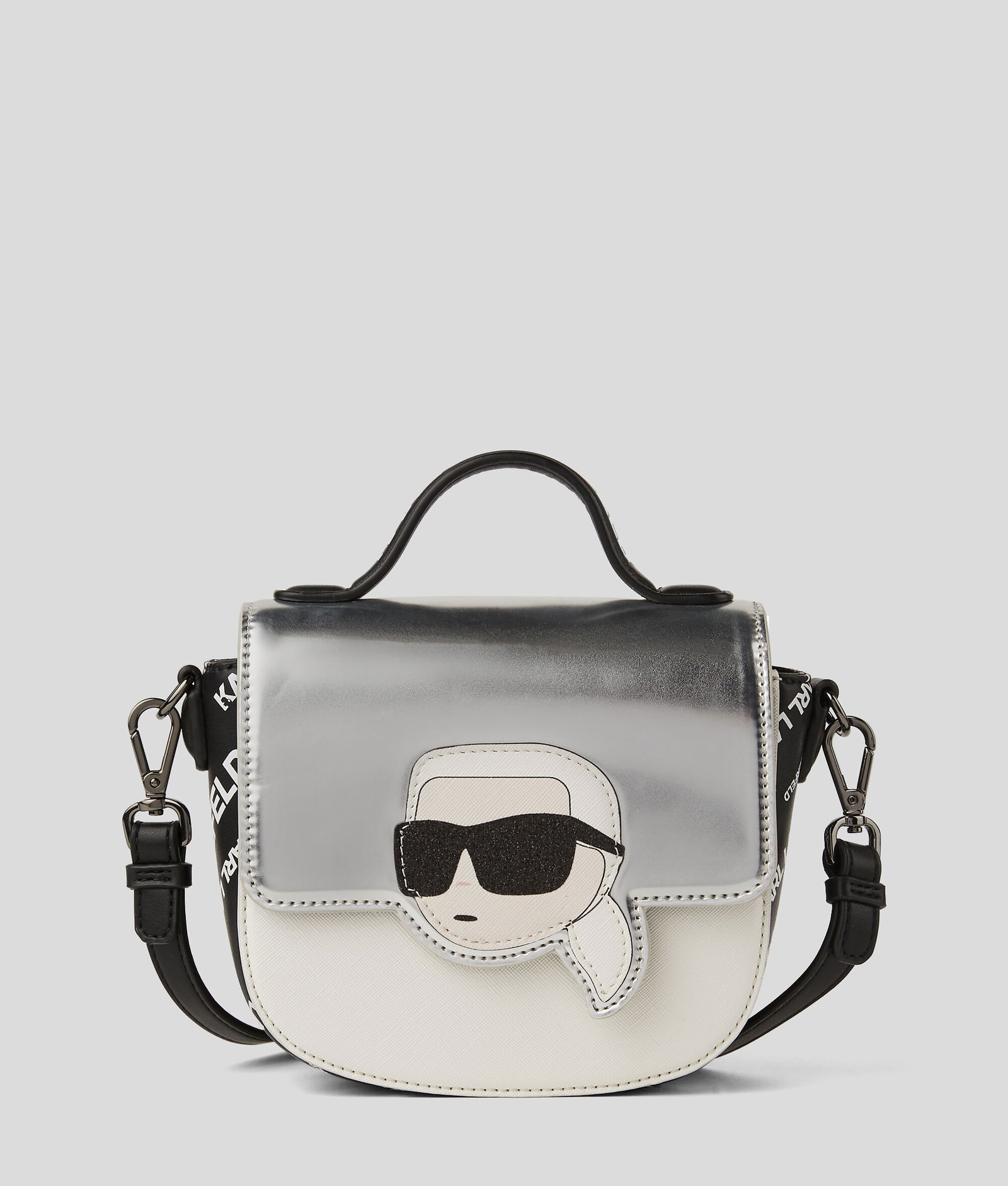 KARL LAGERFELD Girls' K/Ikonik Karl Handbag in Black | Endource