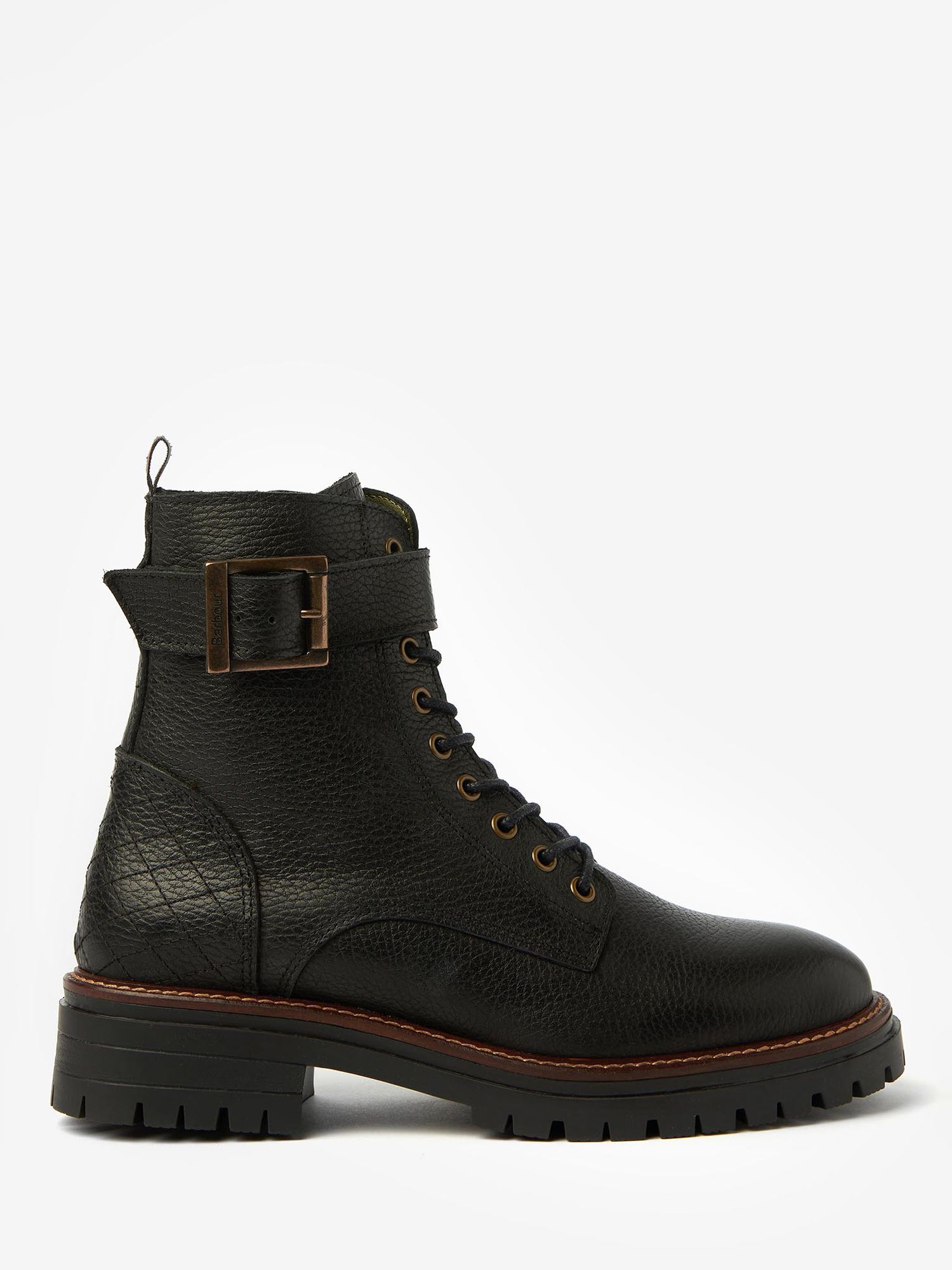 BARBOUR Heidi Lace Up Leather Commando Boots in Black | endource