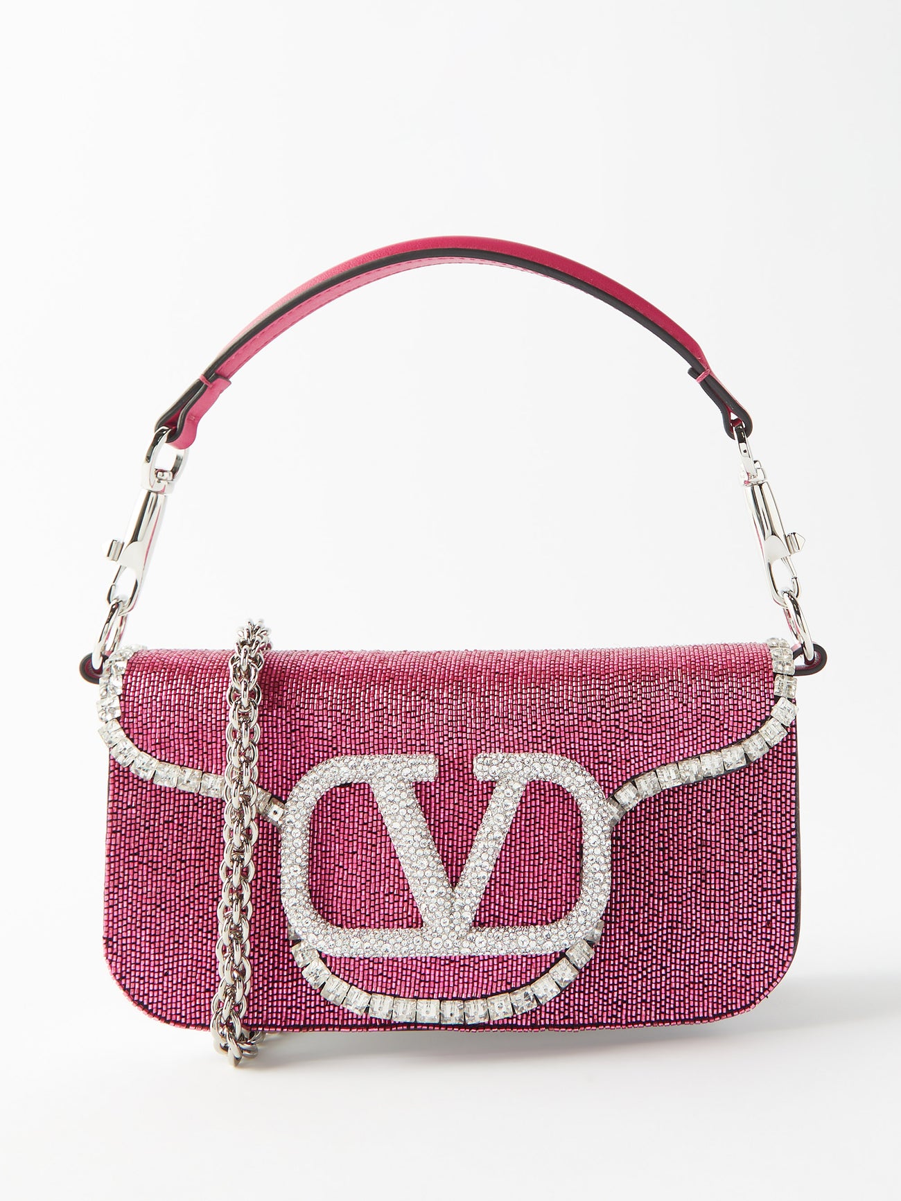 Valentino Loco Crystal And Beaded Leather Shoulder Bag | Endource