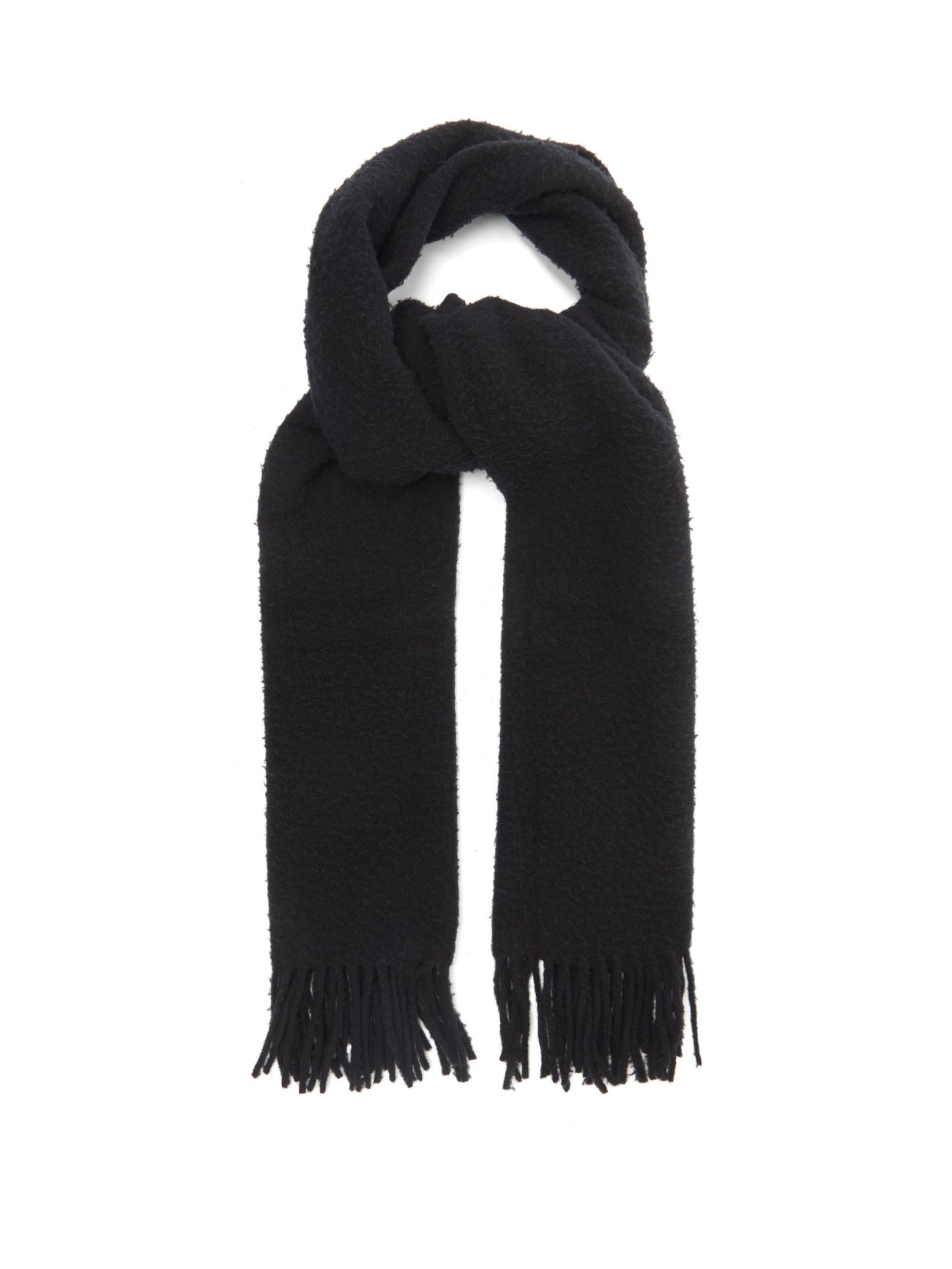 RAEY Oversized Bobbly-Wool Scarf in Black | endource