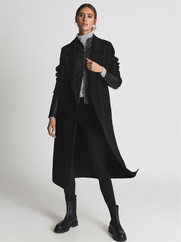 REISS Allie Leather Collarless Biker Jacket | endource