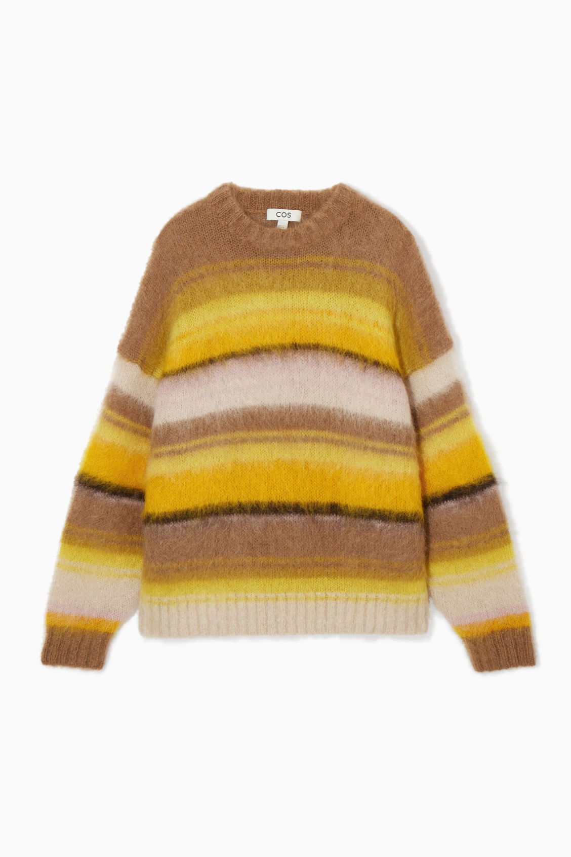 COS Mohair Crew-Neck Jumper in BROWN / YELLOW / STRIPED | endource