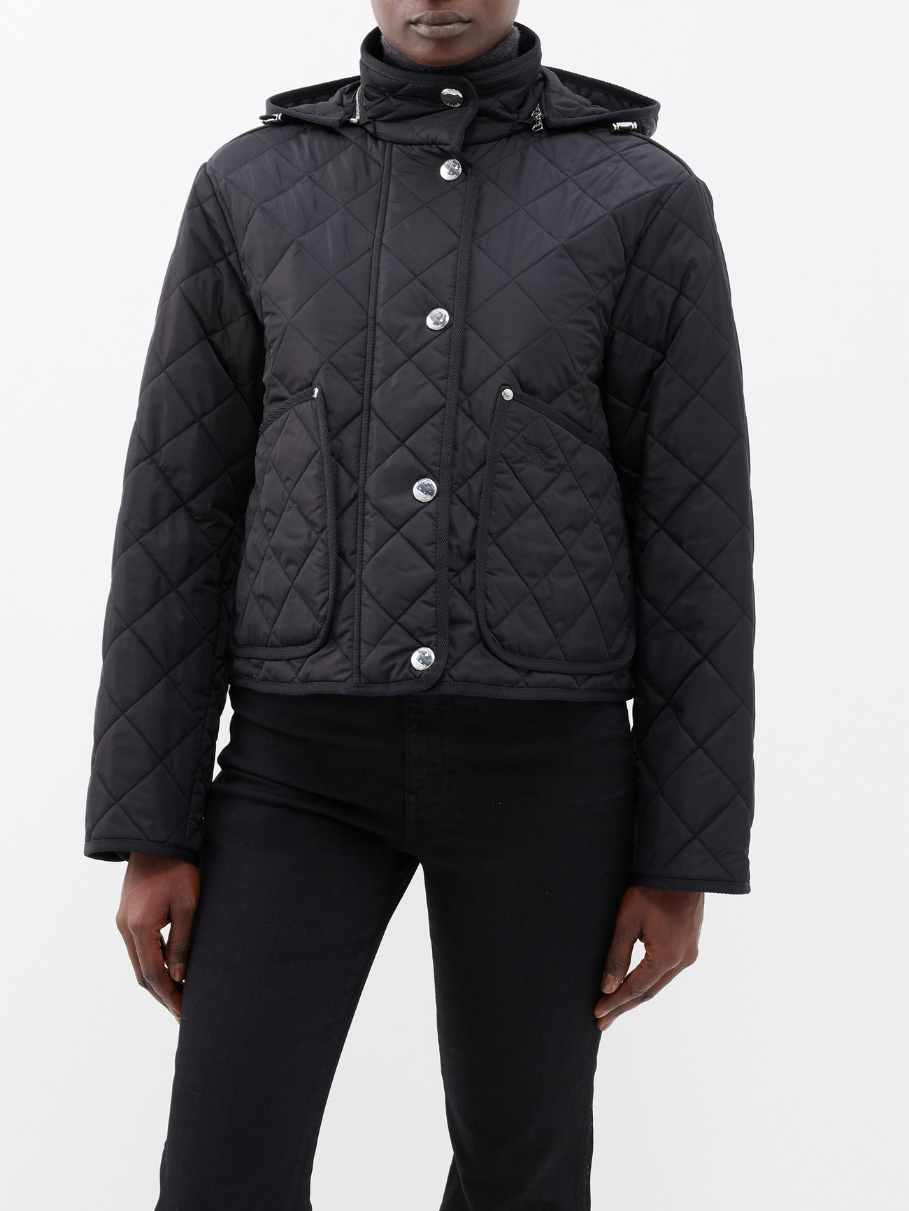 BURBERRY Quilted Detachable-Hood Jacket in Black | endource