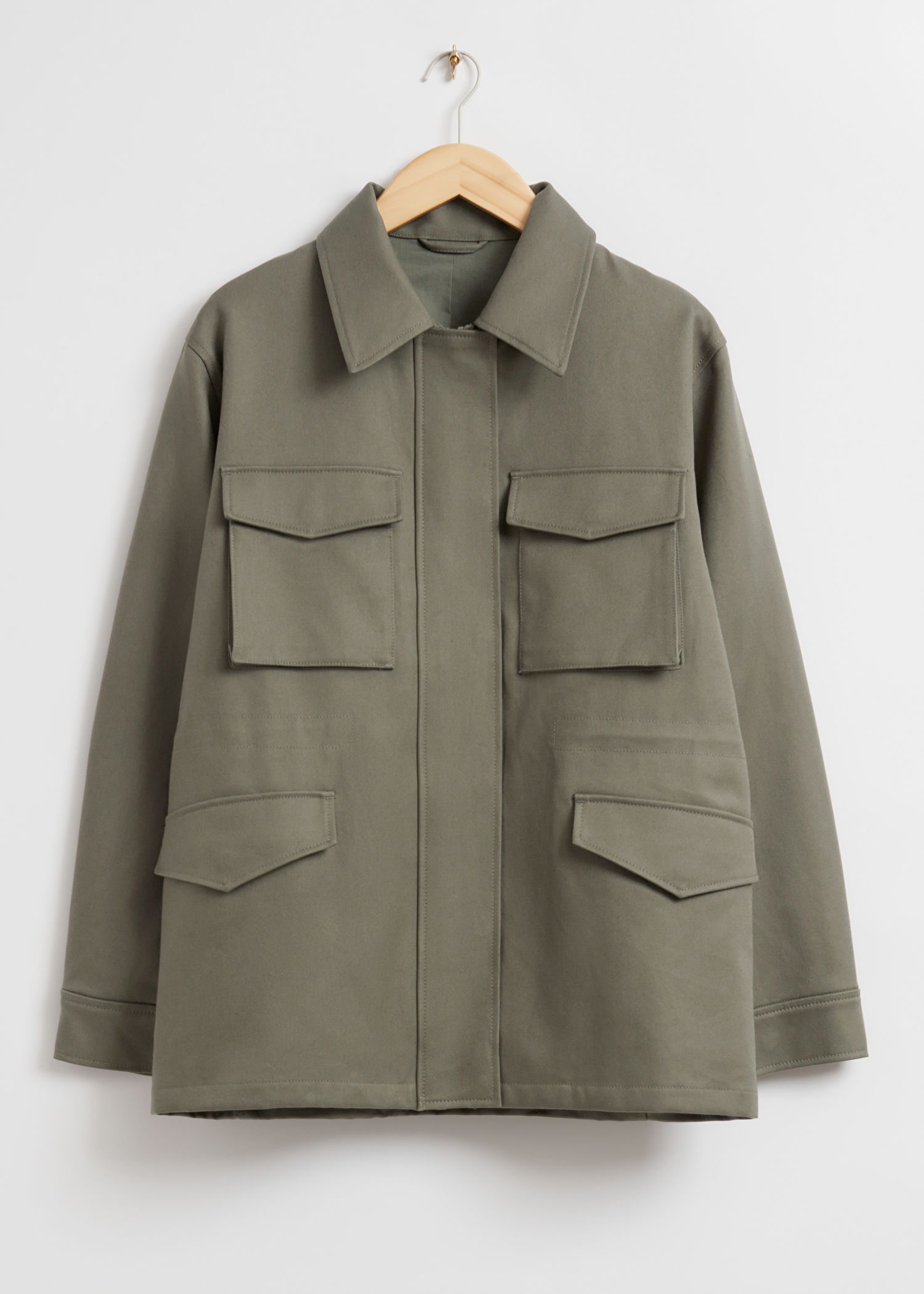 & OTHER STORIES Cargo Pocket Drawcord Jacket in Khaki Green | endource