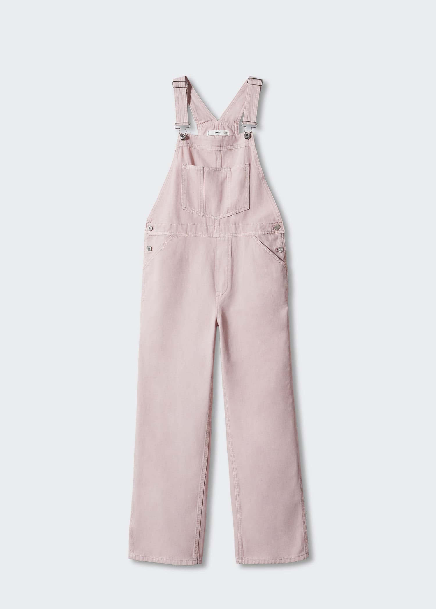 MANGO Long Denim Dungarees in Pastel Pink | Endource