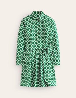 BODEN Amy Cotton Short Shirt Dress in Green, Diamond Terrace | Endource