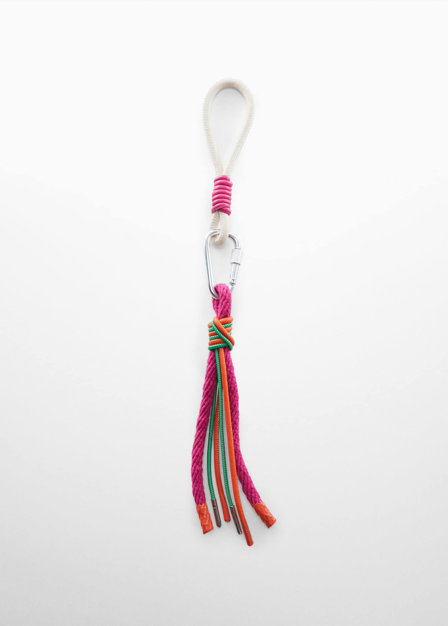MANGO Carabiner Keychain With Knot in Fuchsia | Endource