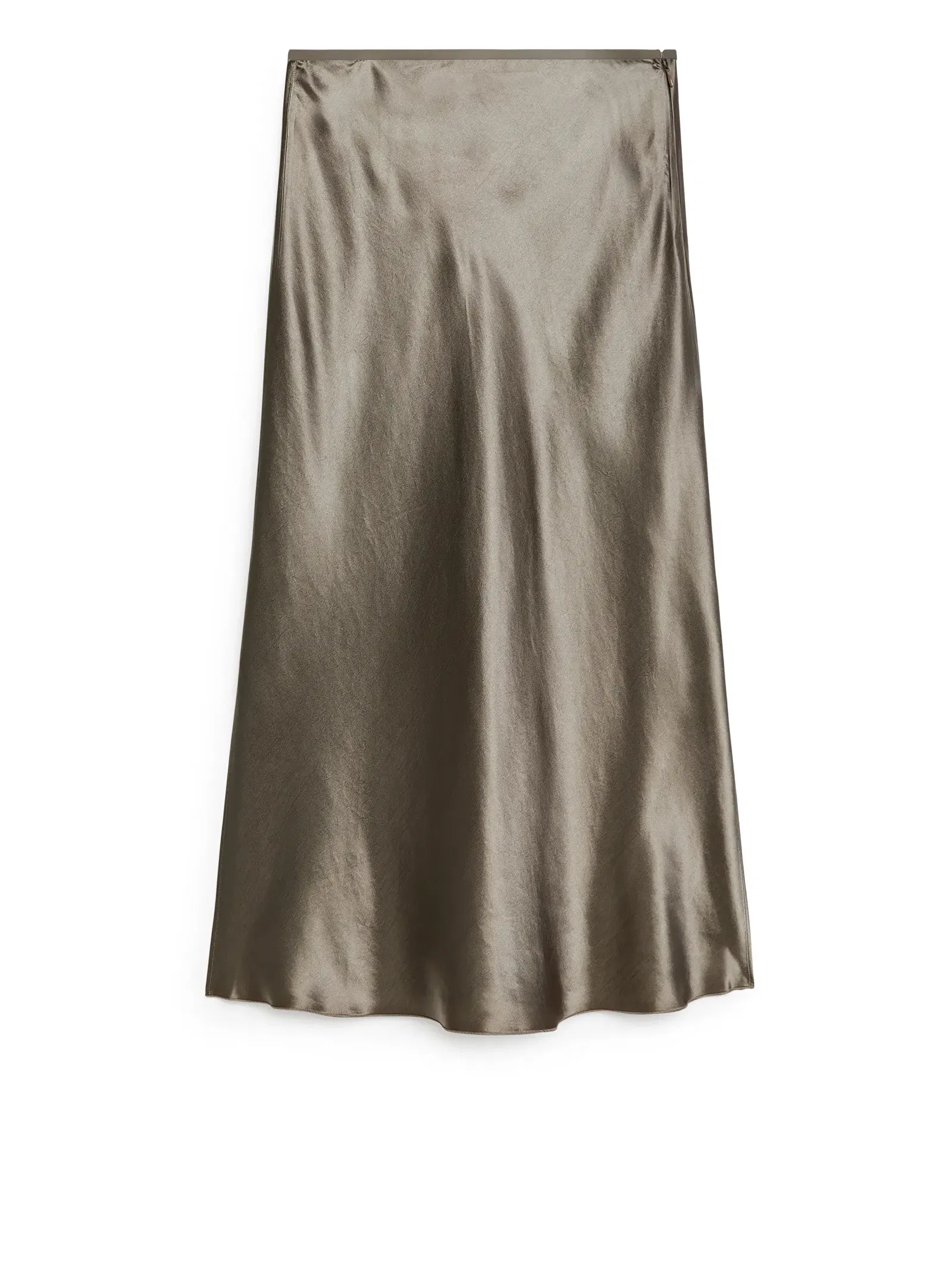 ARKET Bias-Cut Satin Skirt in Mole | Endource
