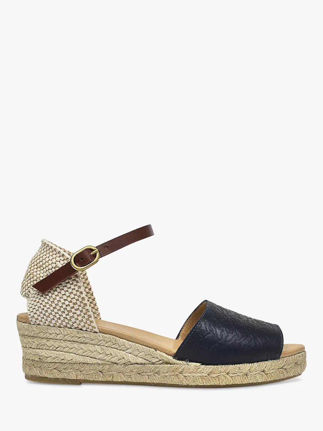 RADLEY Glasshouse Walk Heirloom Embossed Midi Wedge Sandals in Silver ...