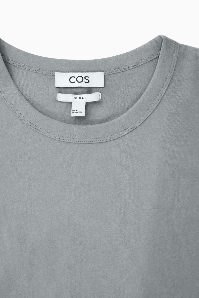 COS Regular-Fit Mid-weight Brushed T-Shirt in DUSTY LIGHT BLUE | Endource
