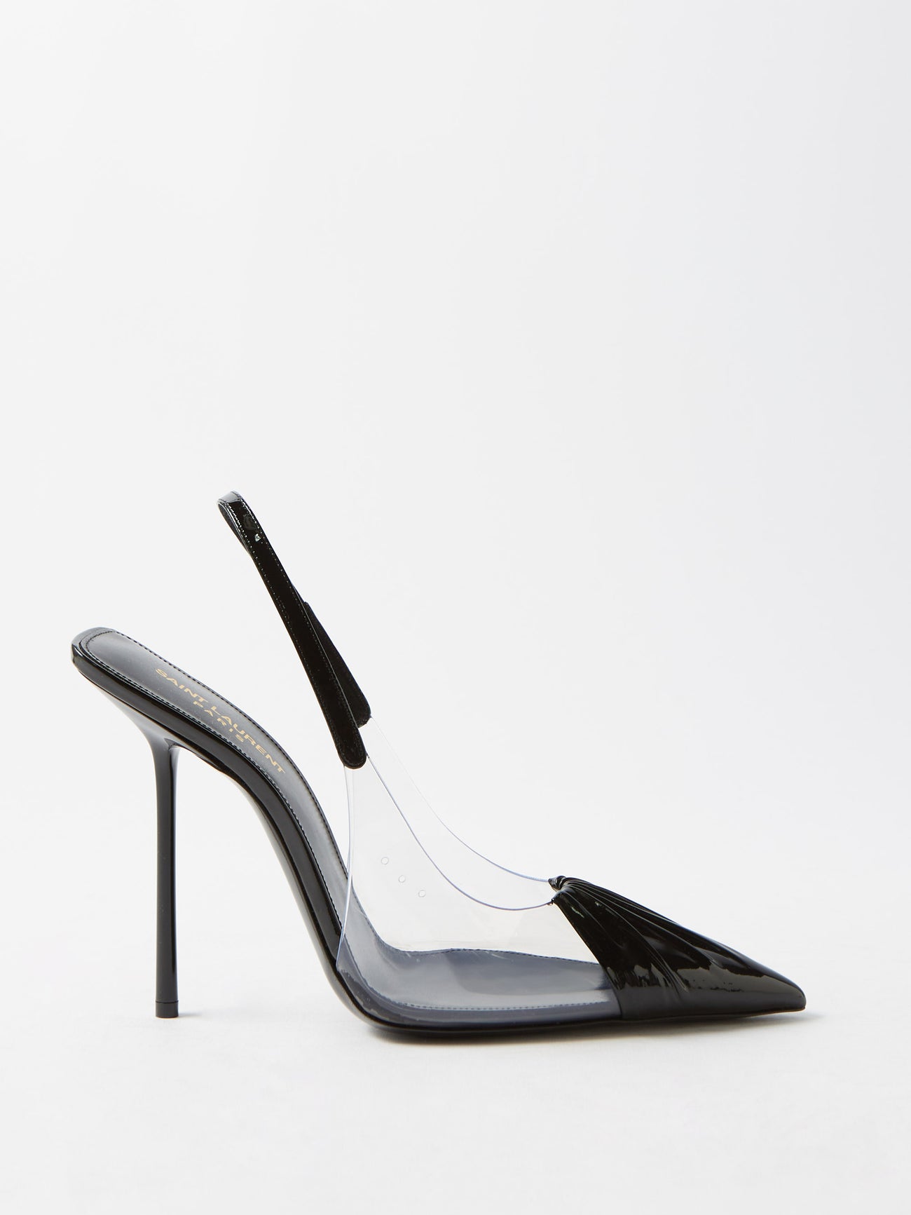 SAINT LAURENT Chica 115 Transparent Slingback Pumps in Black | endource