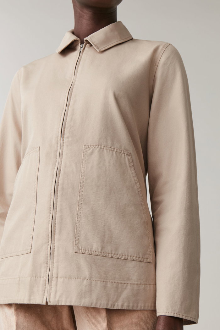 COS Belted A-Line Cotton Jacket in beige | endource