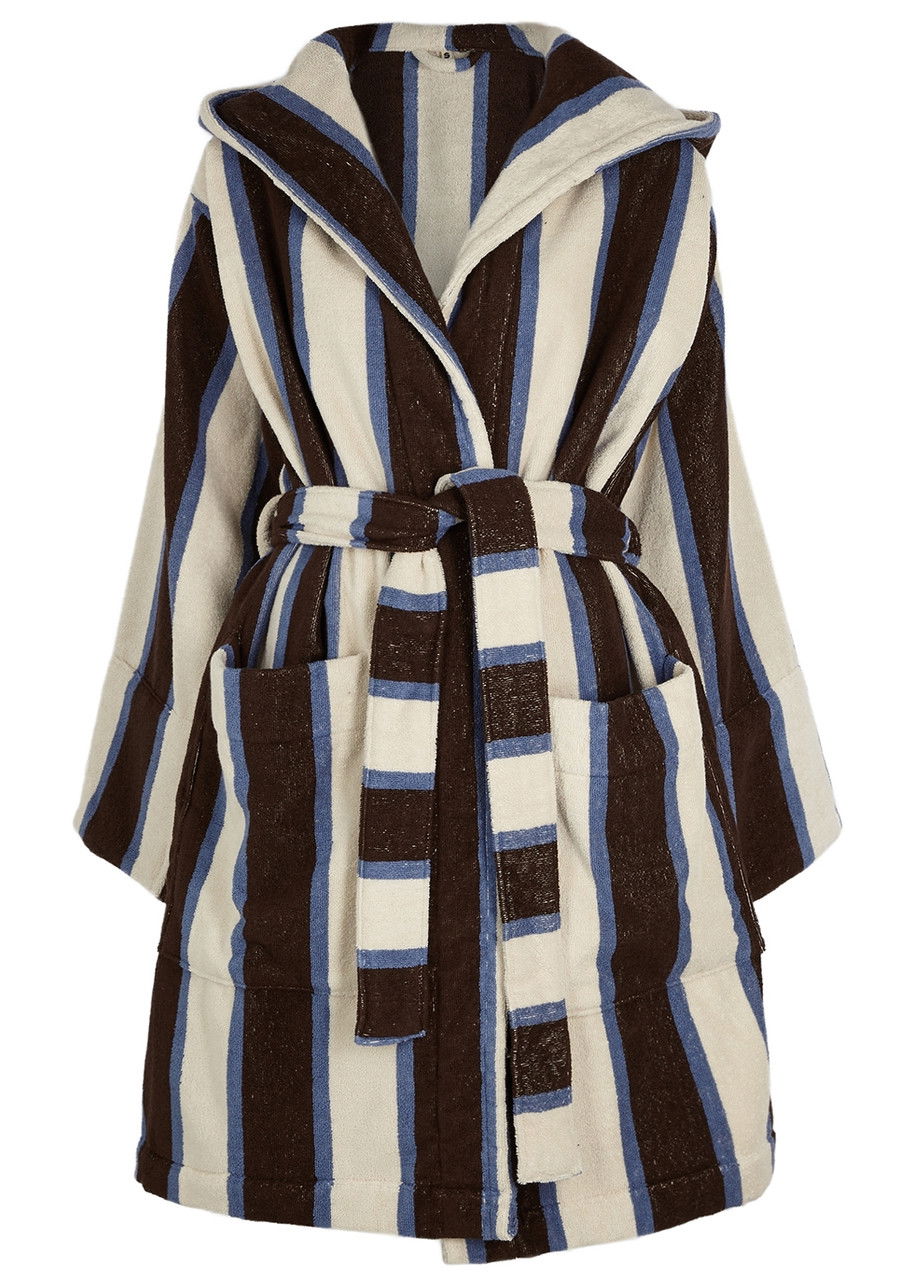 TEKLA Unisex Striped Hooded Terry Cotton Robe | endource