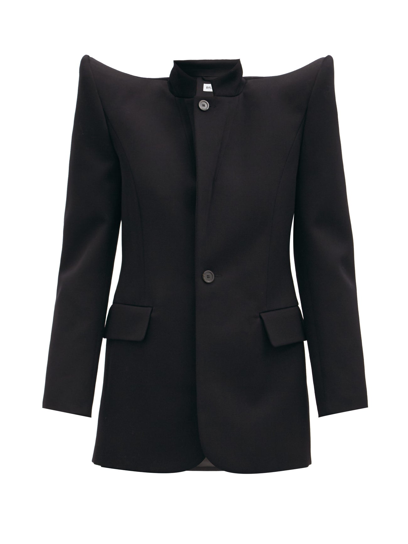 BALENCIAGA Pagoda Exaggerated-Shoulder Wool-Twill Jacket in Black ...