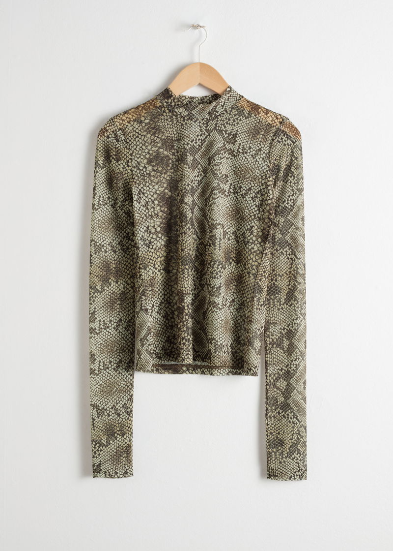 & OTHER STORIES Snake Print Mesh Top in Snake | endource