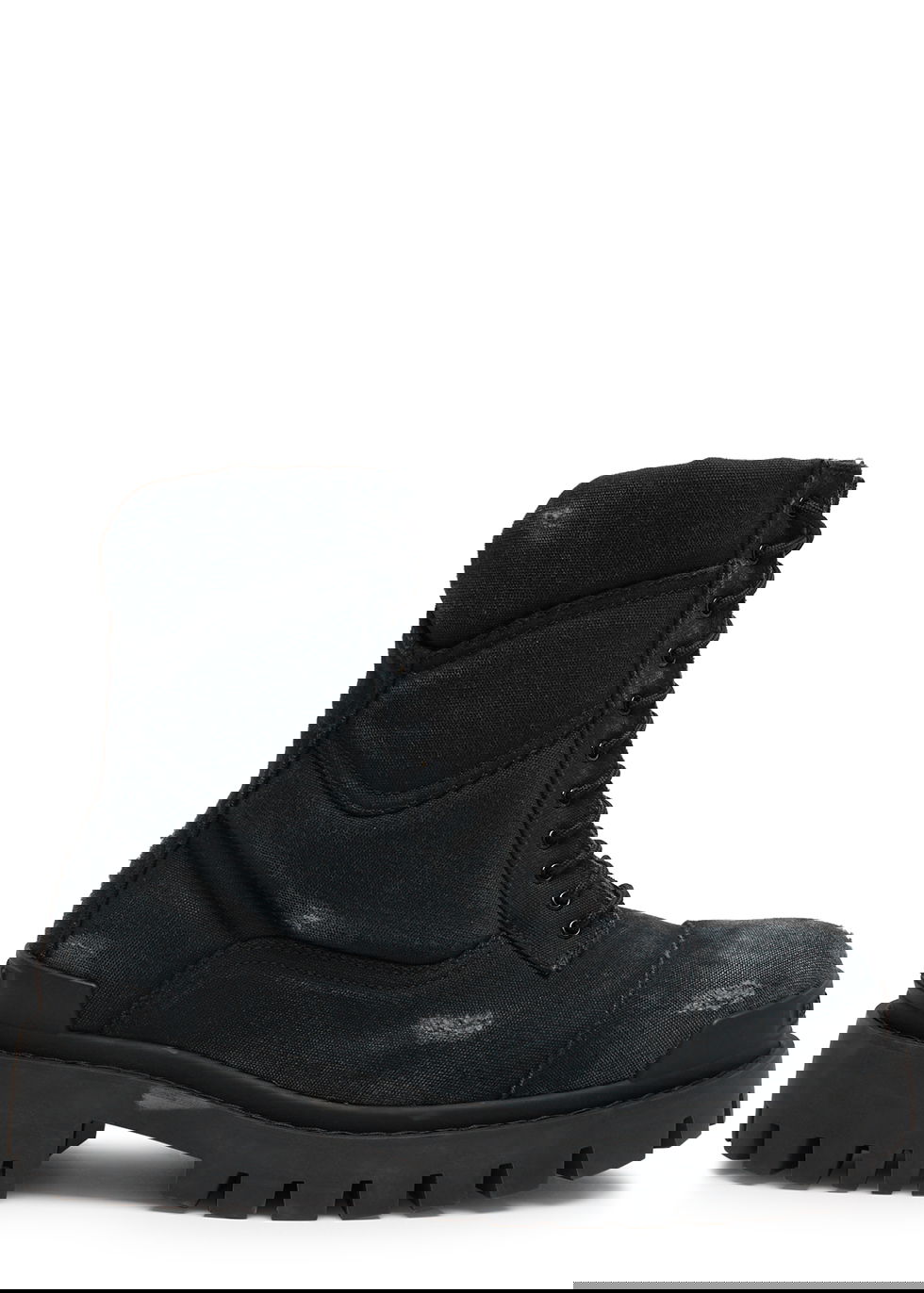 BALENCIAGA Strike Distressed Canvas Combat Boots | Endource