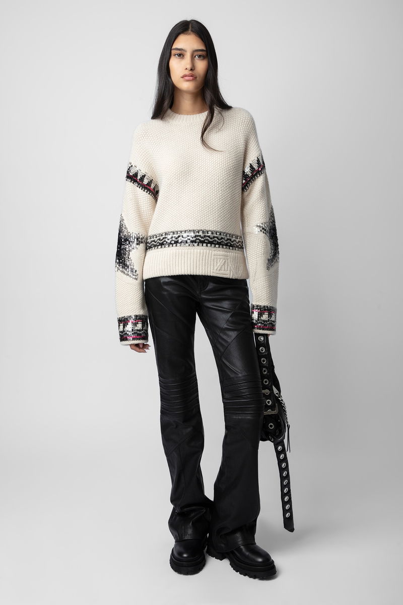 ZADIG & VOLTAIRE Kanson Sequins Cashmere Jumper in Sugar | Endource