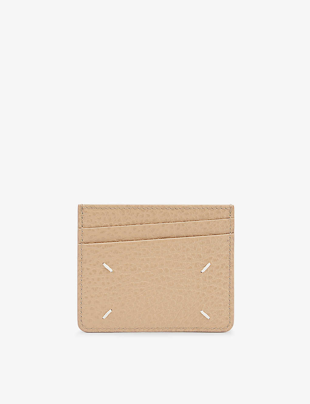 MAISON MARGIELA Logo-Embroidered Slanted-Slot Grained-Leather Card ...