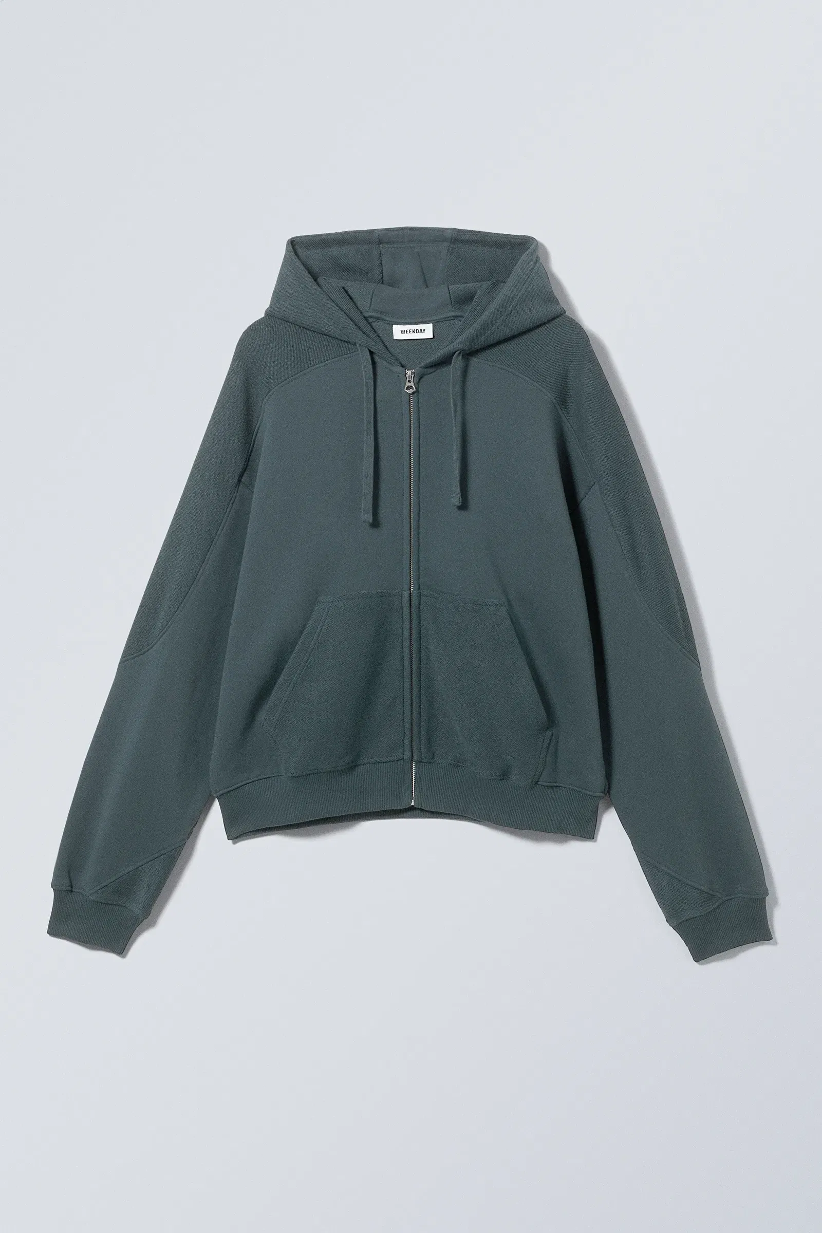 WEEKDAY Craig Zip Hoodie in Dark Petrol | endource