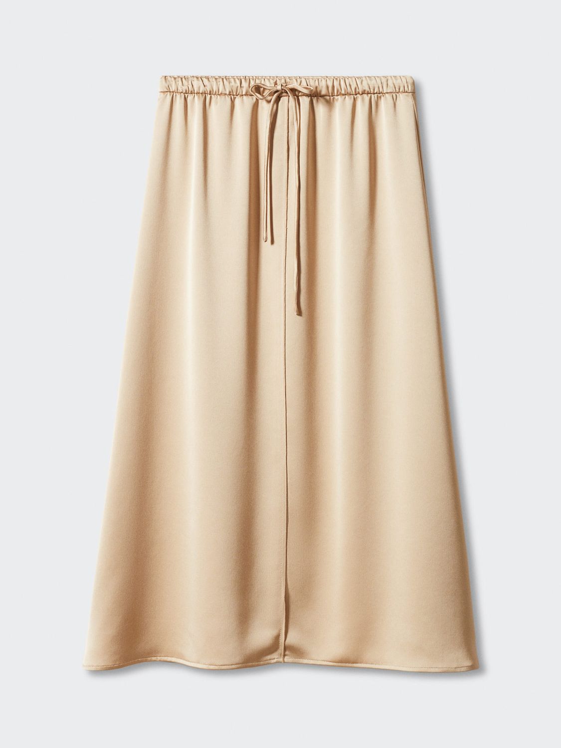 MANGO Erin Midi Slip Satin Skirt in Light Beige | endource