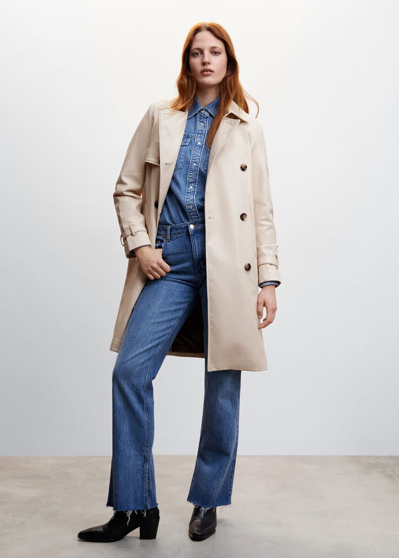 MANGO Classic Leather Effect Trench Coat | Endource