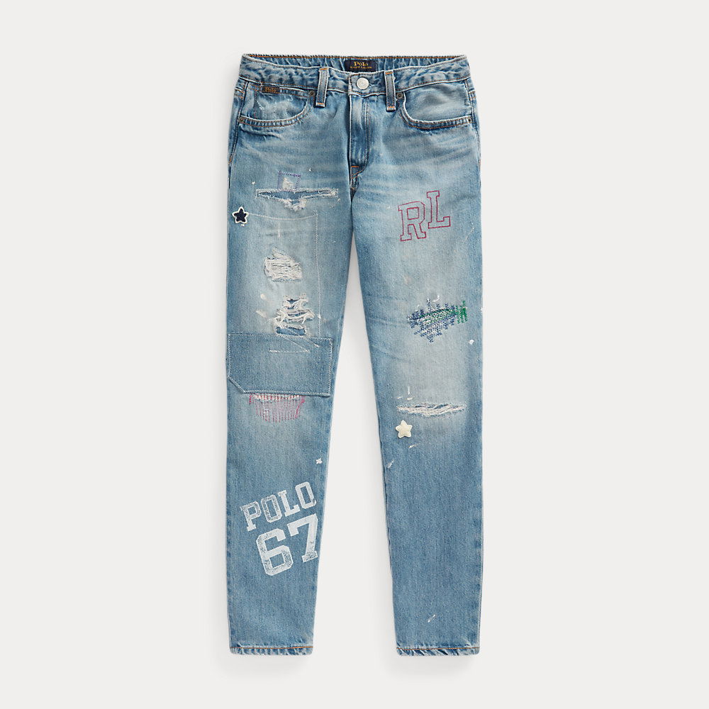 RALPH LAUREN Astor Slim Graphic Jean in Blue | endource