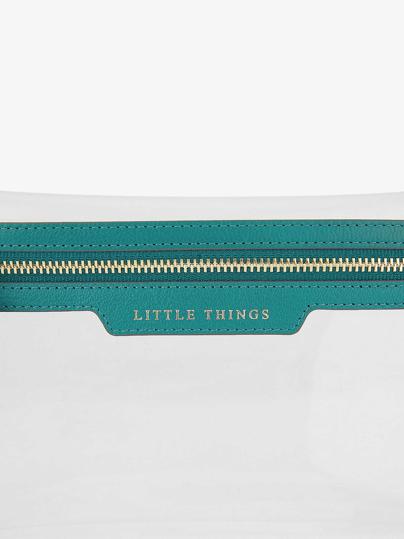 ANYA HINDMARCH Loose Pocket Big Things Woven Pouch in Clear/viridian ...