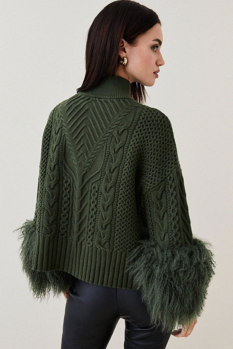 KAREN MILLEN Lydia Millen x Karen Millen - Petite Cable Shearling ...