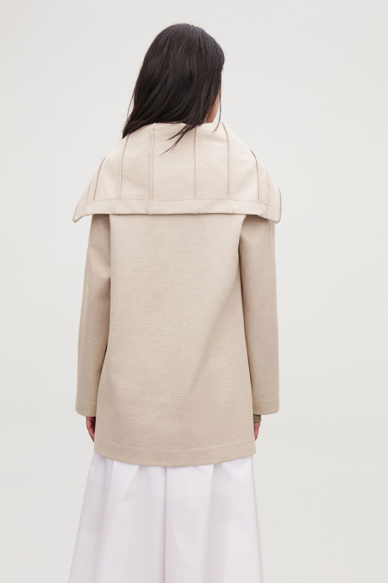 COS Large Collar Zip-Up Jacket in Oatmeal melange | Endource
