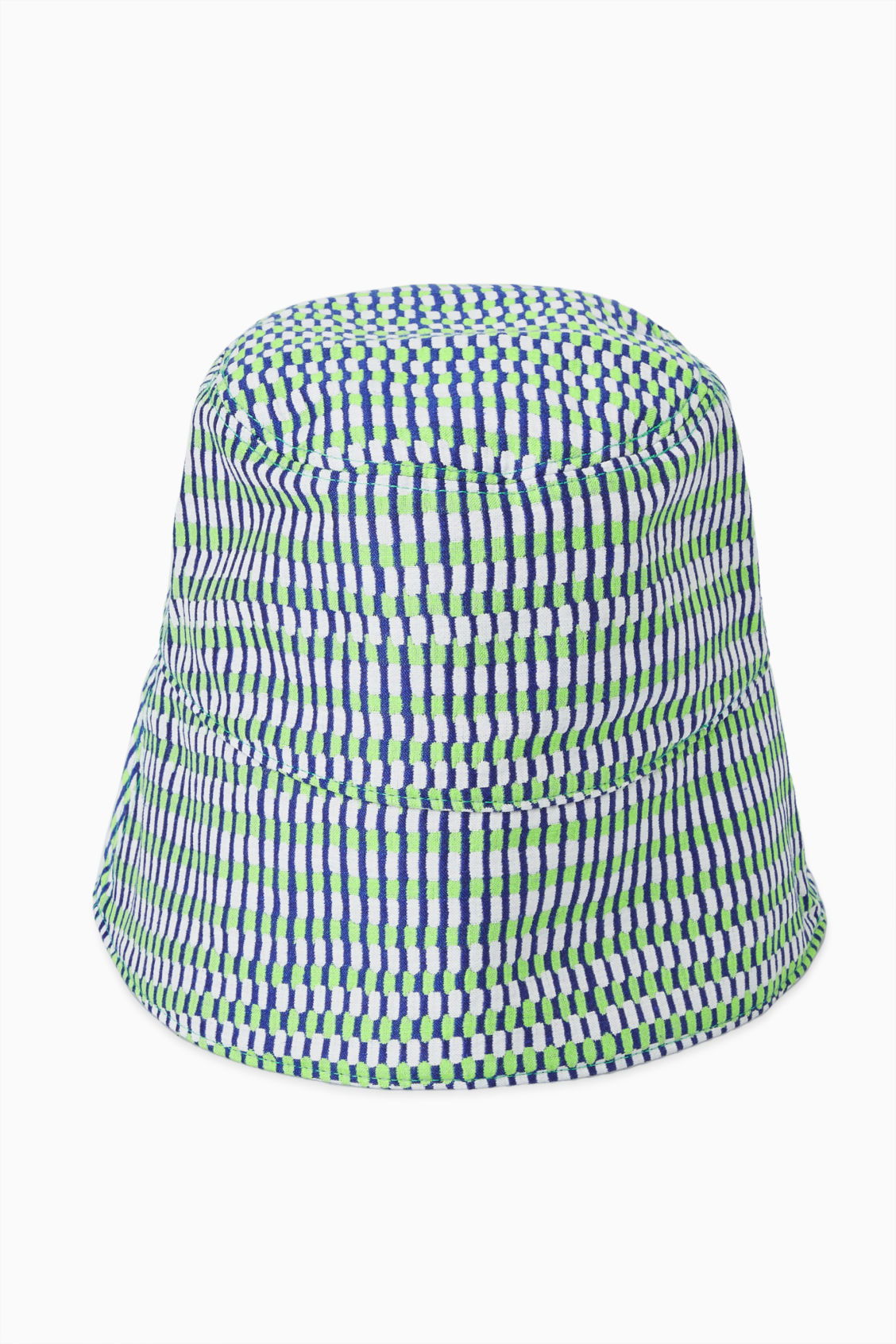COS Jacquard Knit Bucket Hat in WHITE / GREEN / BLUE | endource