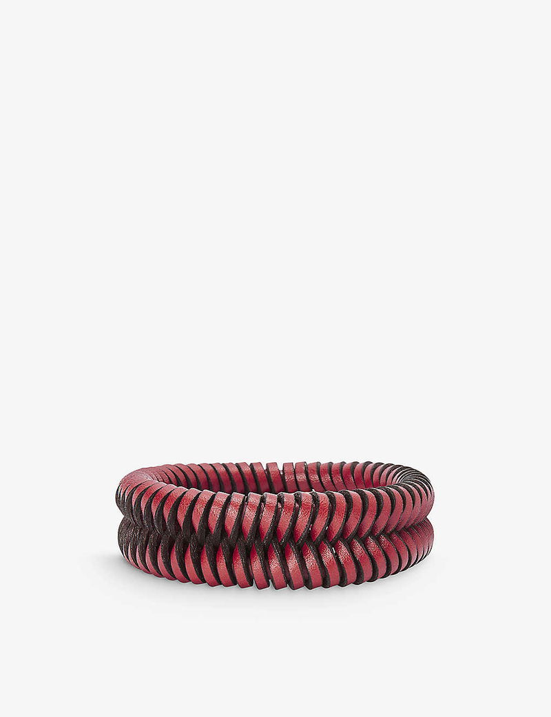 LOEWE Interlocking Braided-Leather Bangle in FUCHSIA | Endource