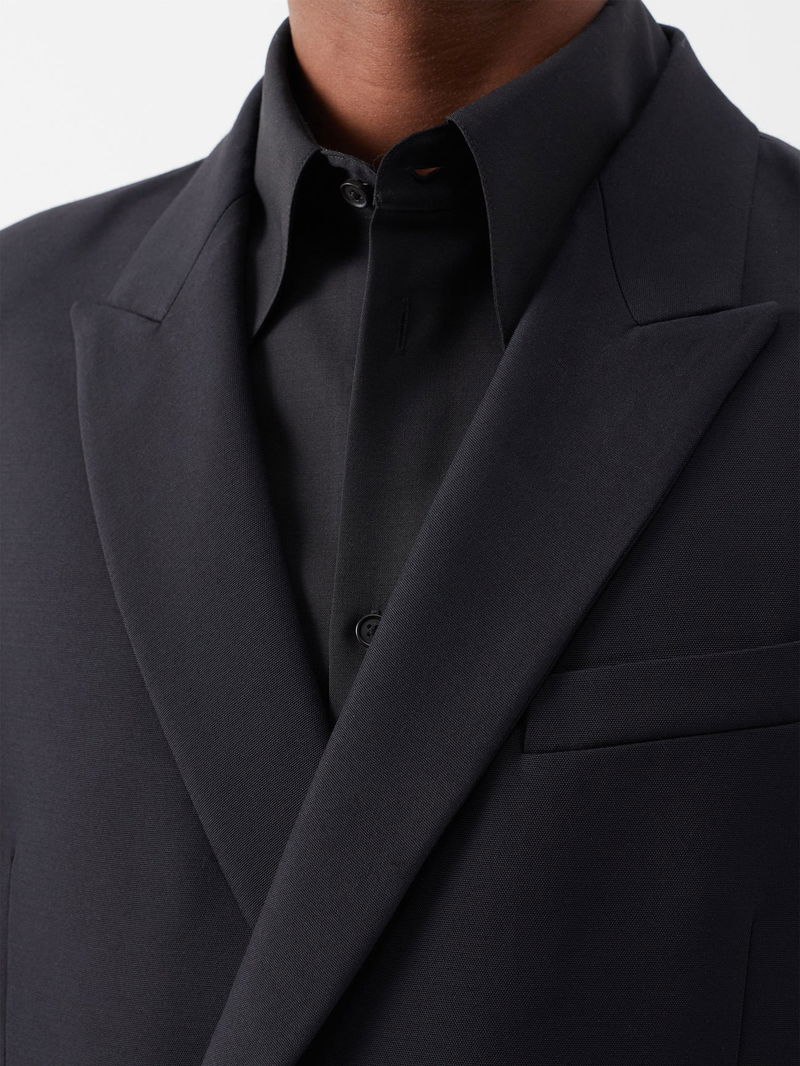 THE ROW Gavin Double-Breasted Wool Suit Jacket in Black | endource