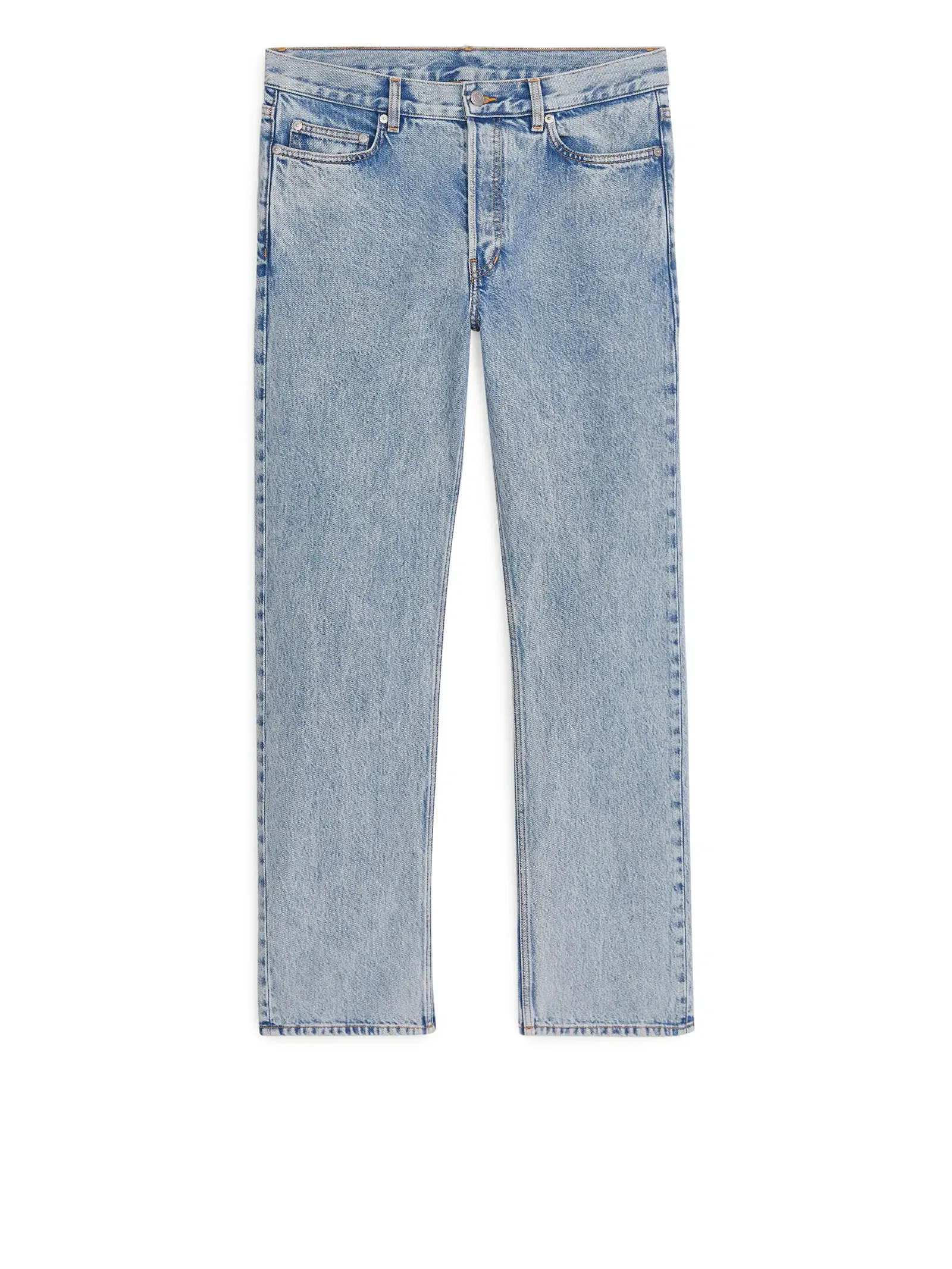 ARKET Loose Snow Wash Jeans in Light Blue/Snow Wash | endource