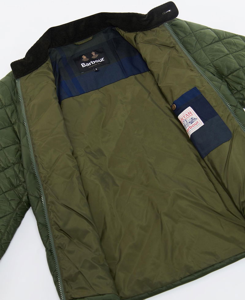 BARBOUR Harrington Quilted Jacket in Black/Grey Stone Tartan | endource