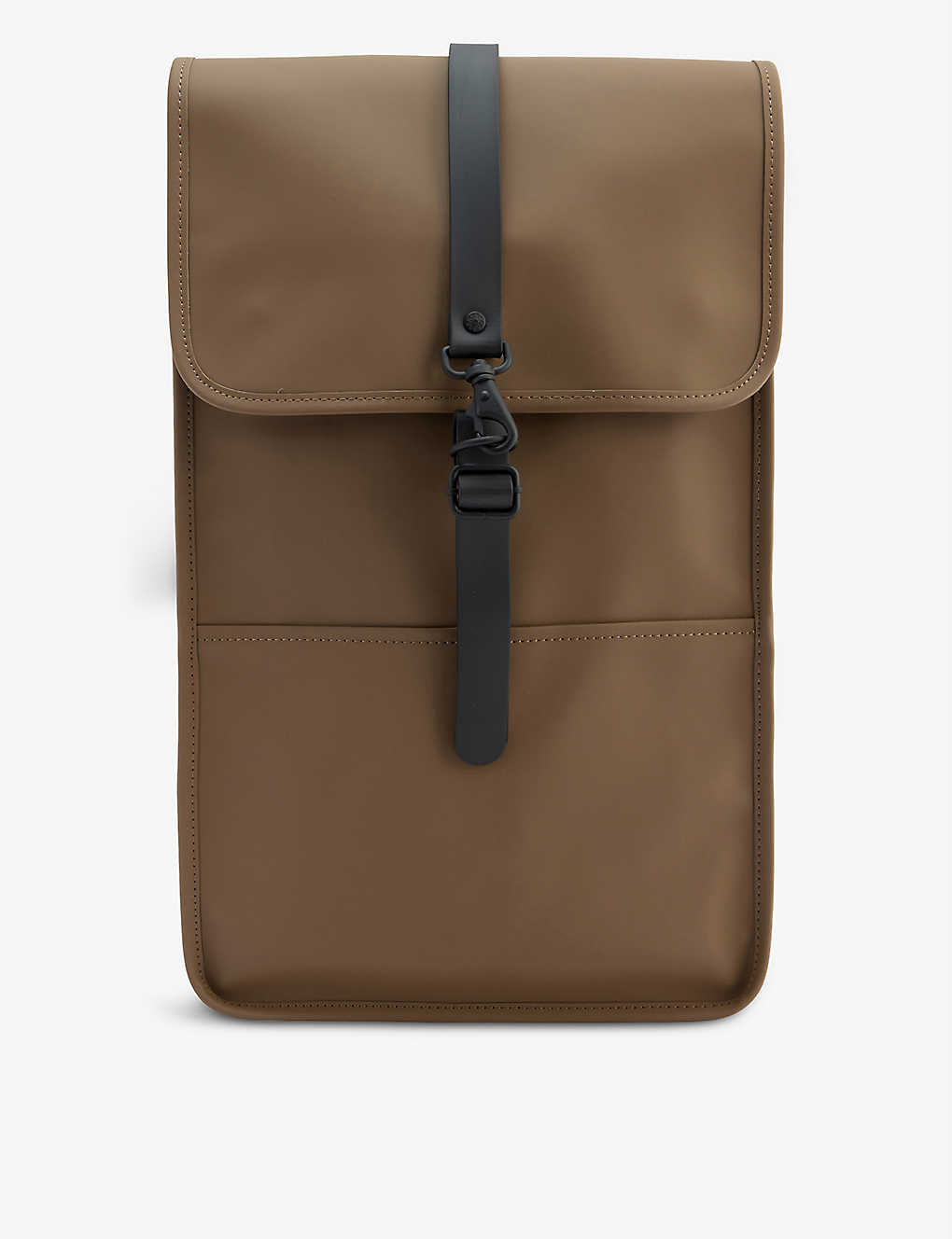 RAINS Flap-Front Waterproof Shell Backpack in BLACK | endource