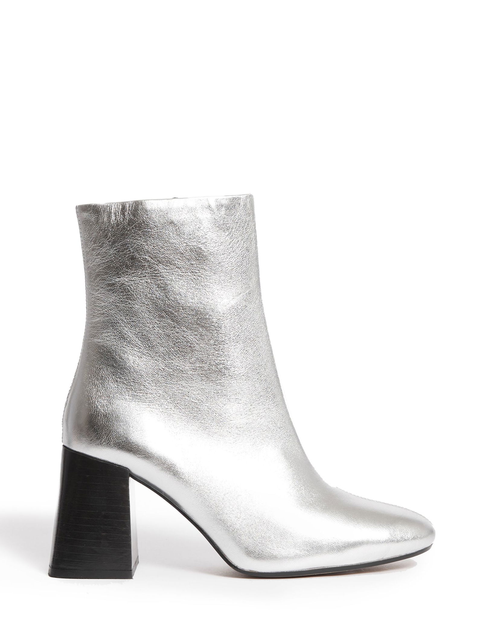 JIGSAW Fulham Metallic Leather Ankle Boots in Silver | endource