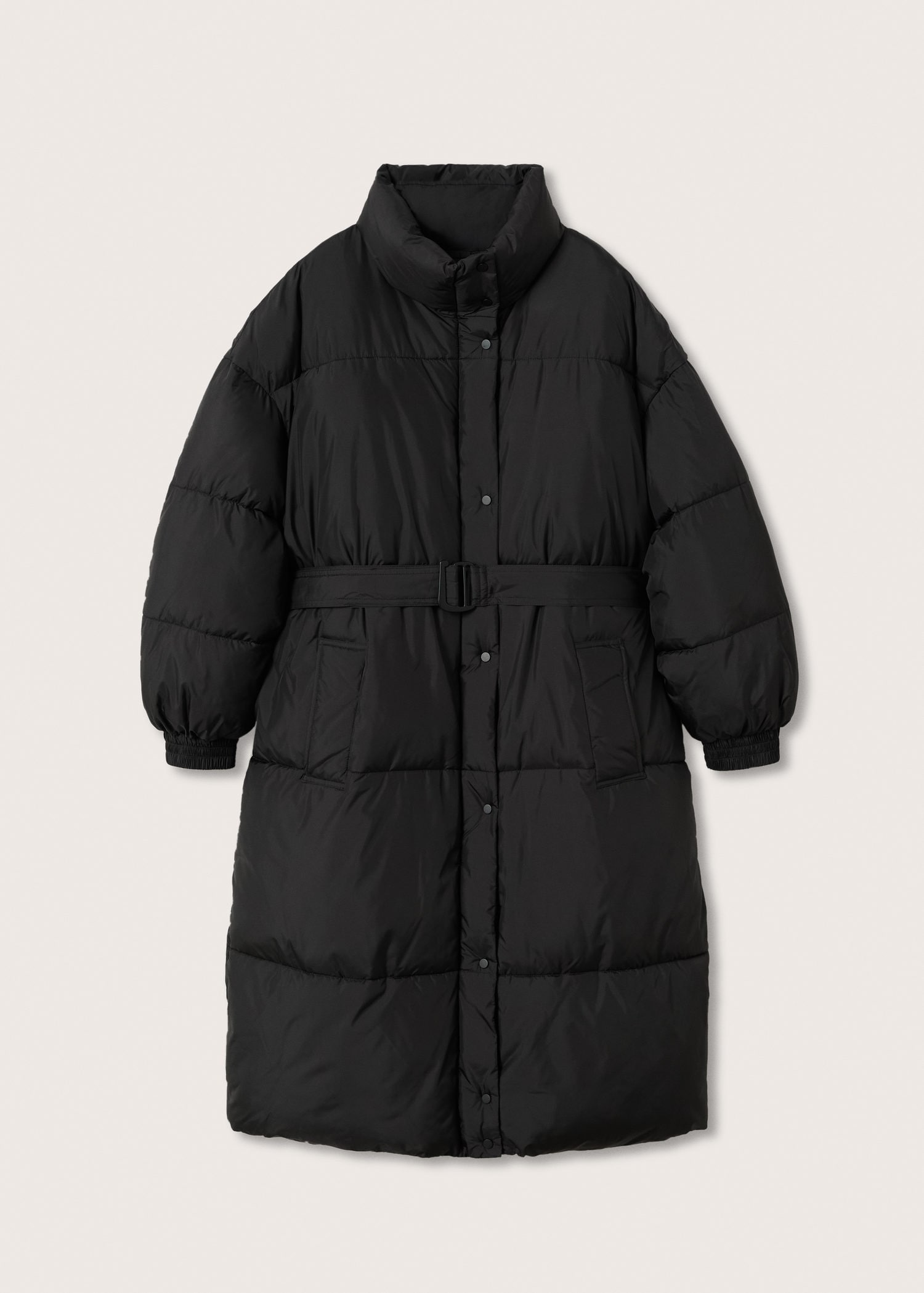 MANGO Adjustable Waist Quilted Anorak in Black | Endource