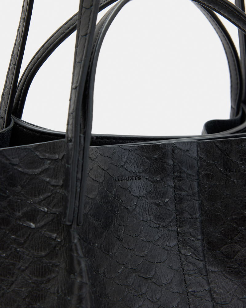 ALLSAINTS Hannah Leather Python Tote Bag in Black | endource