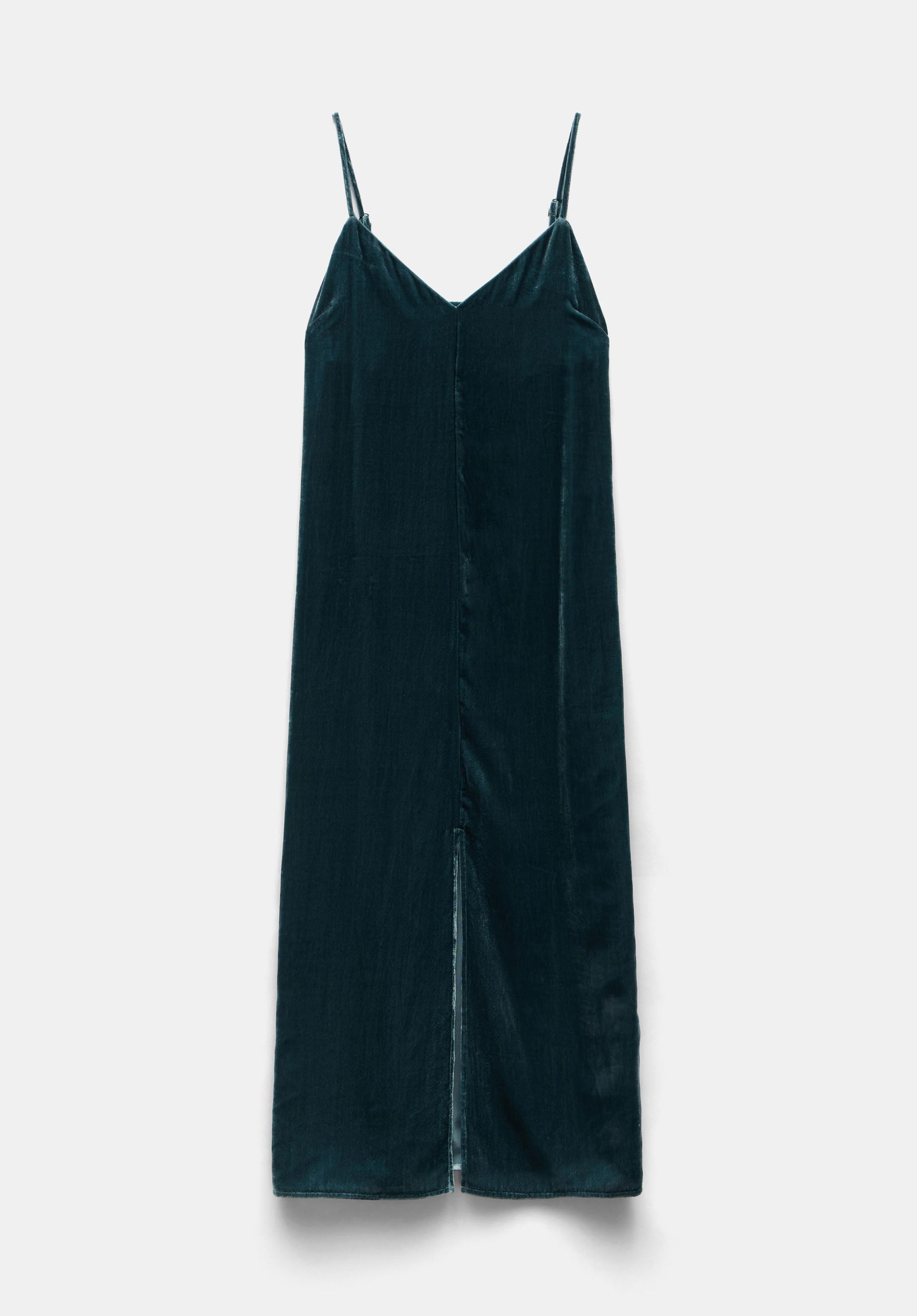 HUSH Leila Split Velvet Midi Dress in Dark Blue | endource