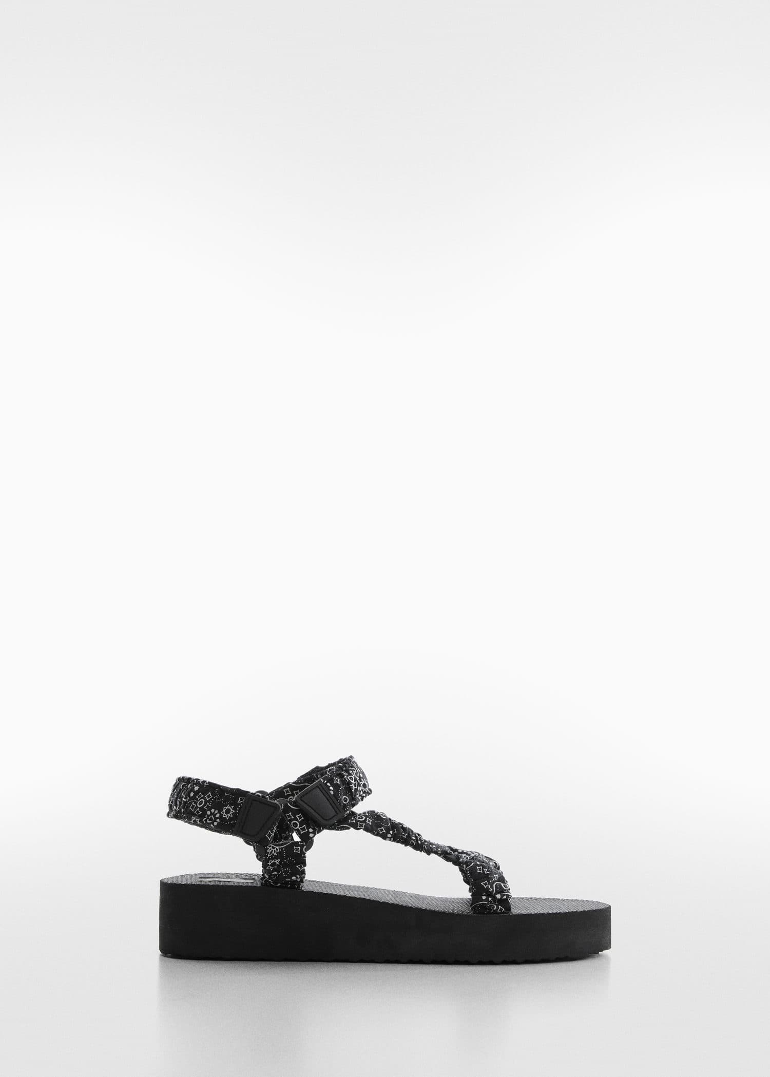 MANGO Platform Strap Sandals in Black | Endource
