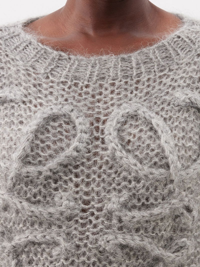 LOEWE Anagram-Logo Mohair-Blend Oversized Sweater in Grey | Endource