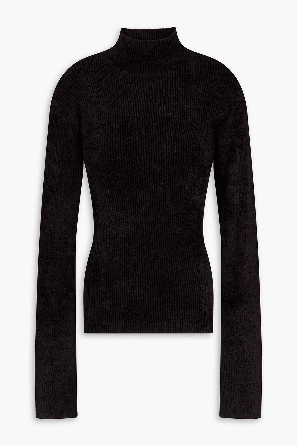 IRO Ribbed Chenille Turtleneck Sweater in Black | Endource