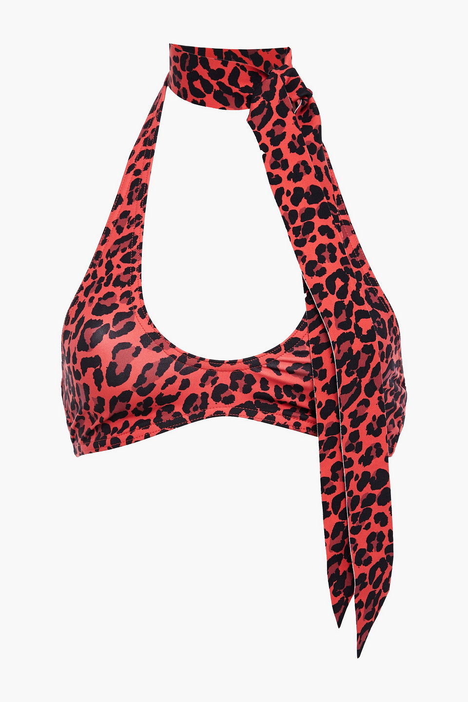 ZIMMERMANN Separates Sculpt Tie-Neck Leopard-Print Bikini Top in Orange ...