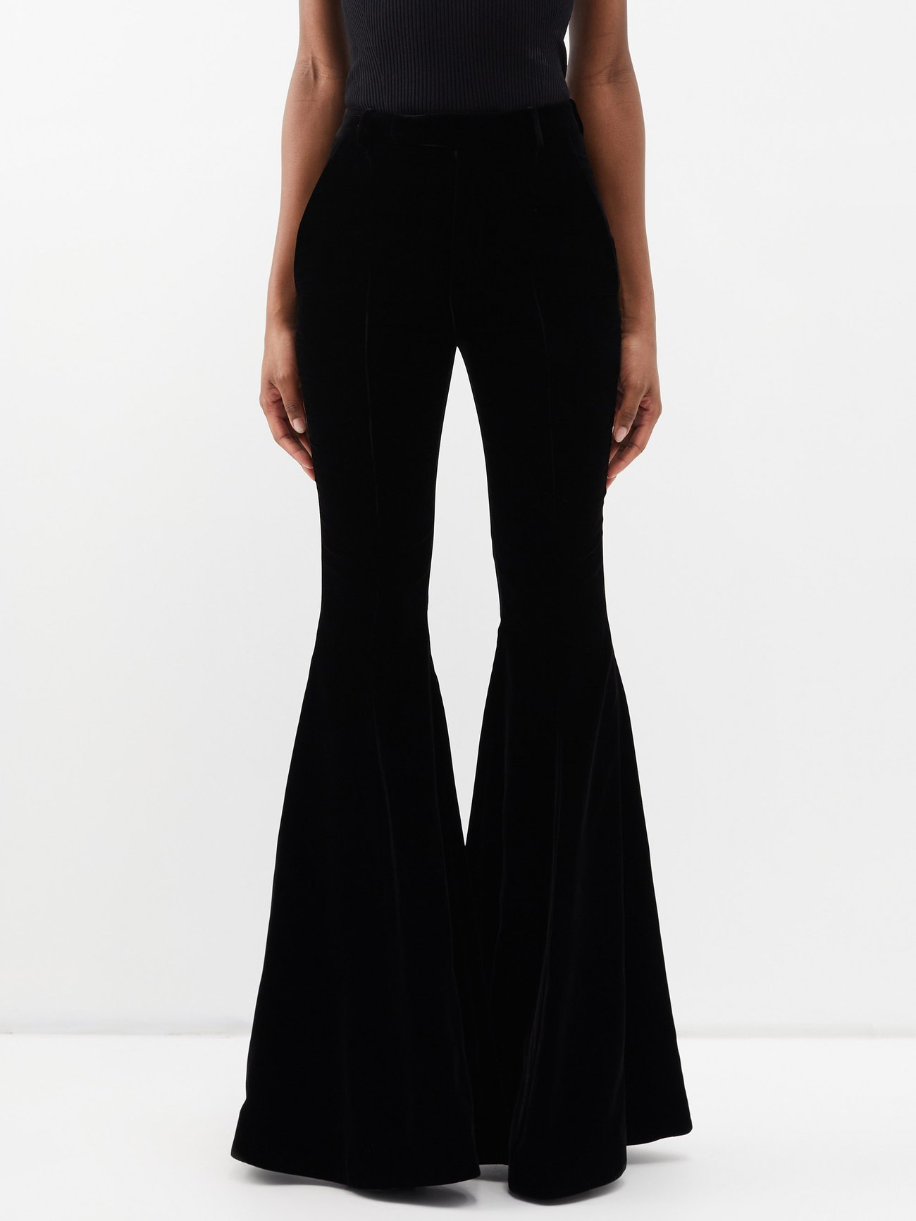 SAINT LAURENT Bell-Bottom Velvet Flared Trousers | Endource