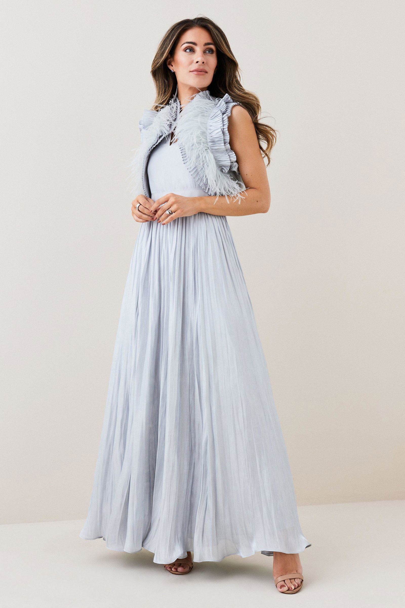KAREN MILLEN Lydia Millen x Karen Millen - Metallic Feather Ruffle ...
