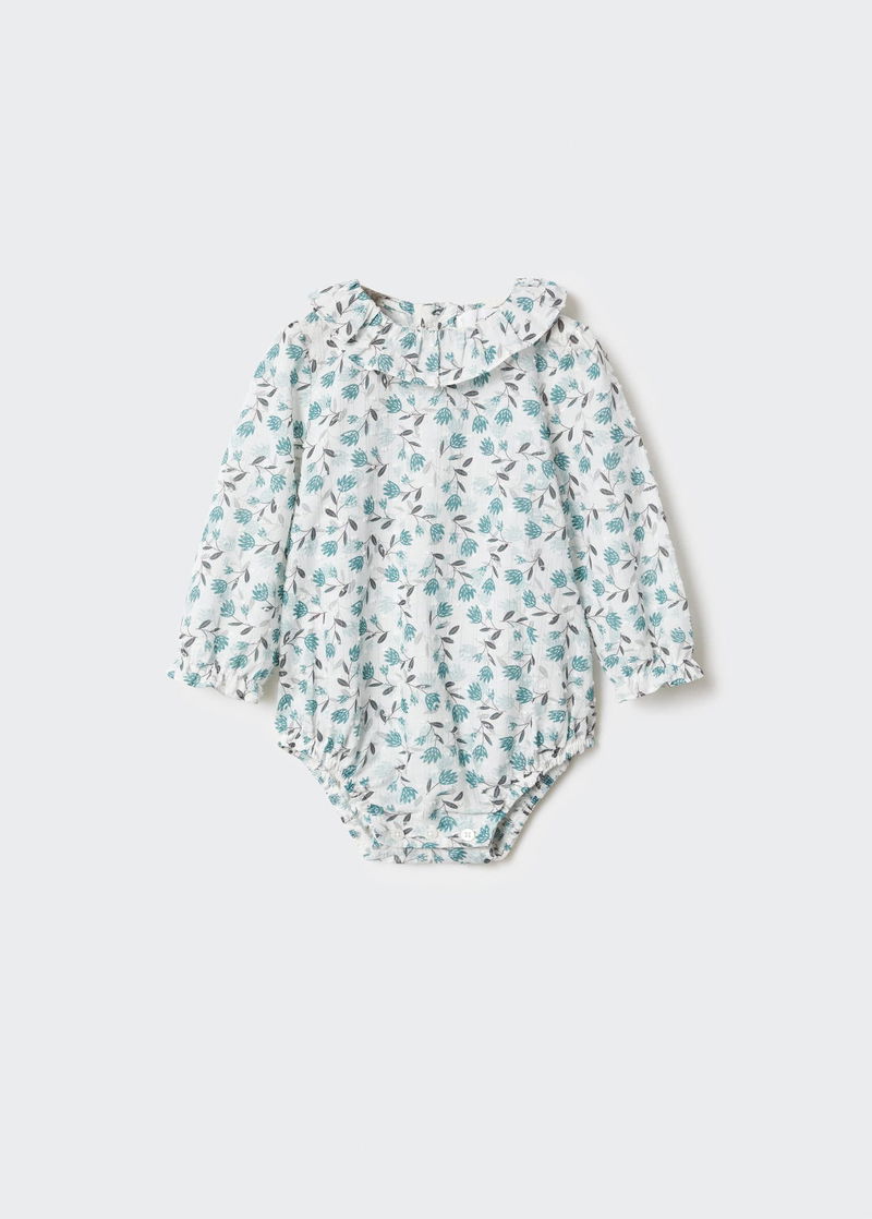 MANGO Print Cotton One-Piece Suit in White | Endource