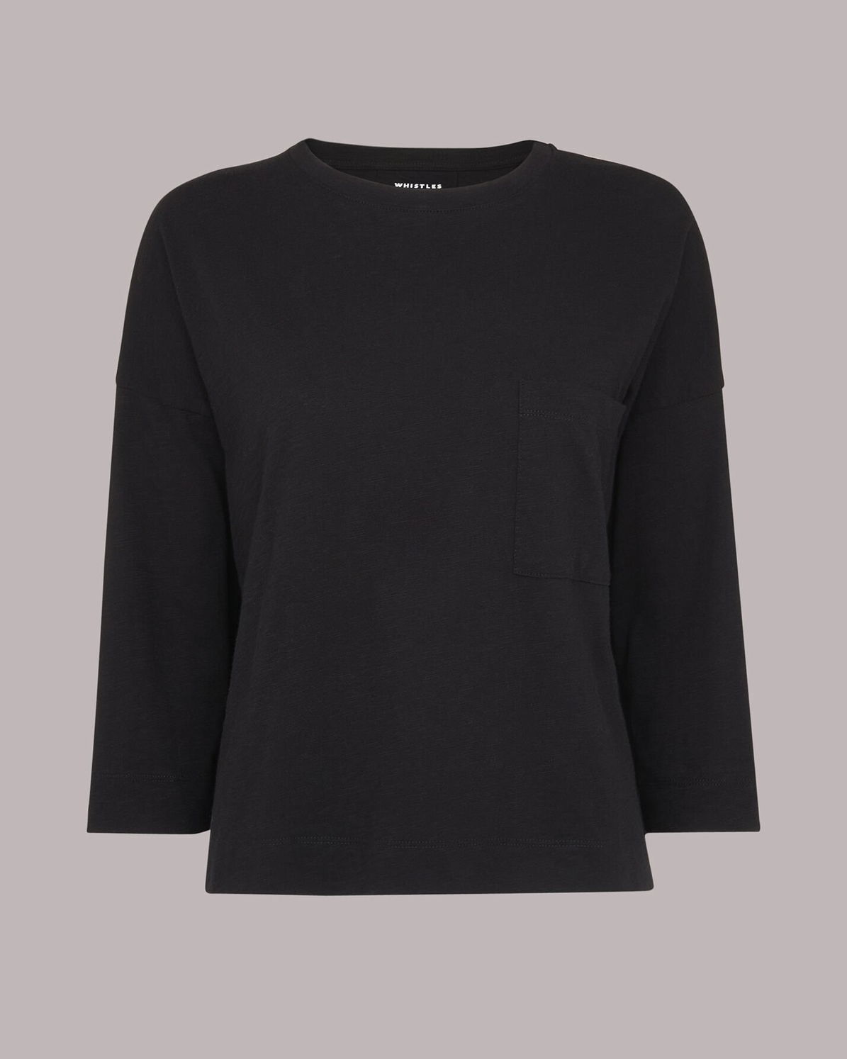 WHISTLES Cotton Patch Pocket Top in Black | endource